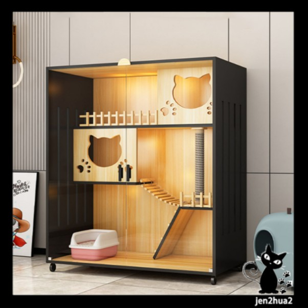 Cat Villa Solid Wood Cat Cage Cat House Home Cat Nest Display Cabinet