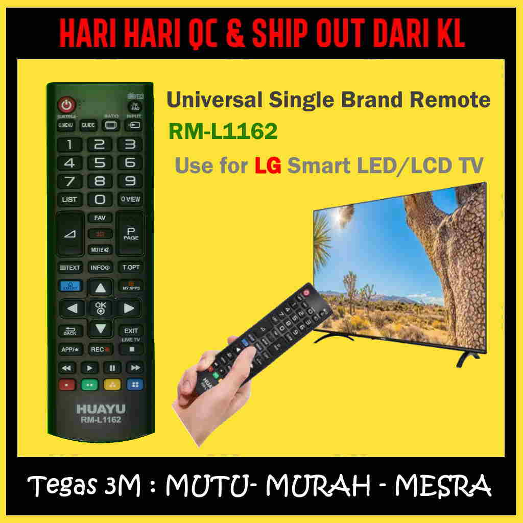 [Tegas] Universal Remote for Common LG Smart LED/LCD TV RM-L1162 Remote Control | Shopee Malaysia