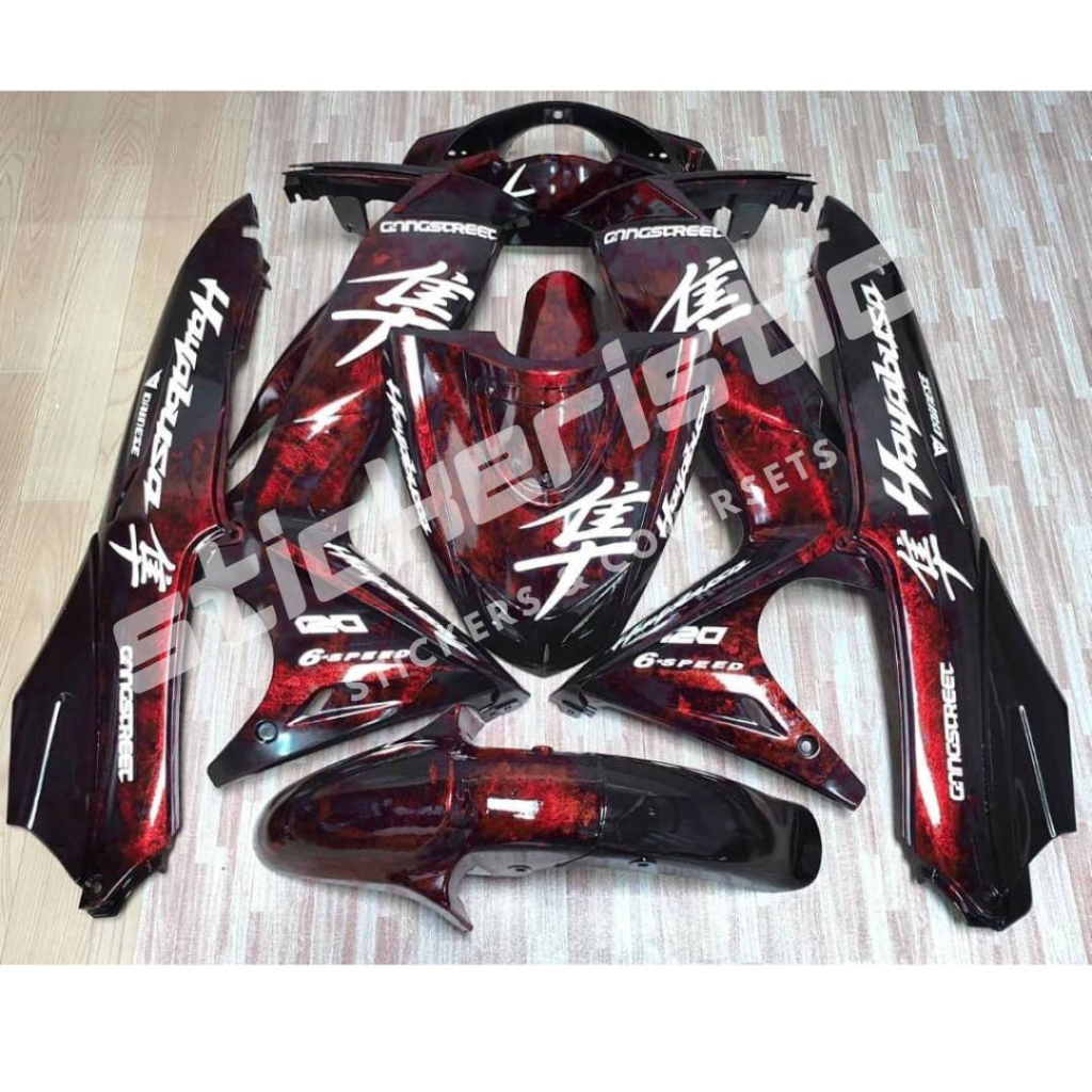 MODENAS DINAMIK 120_AIRBRUSH RED BLACK COVERSET_WHITE HAYABUSA STICKER ...