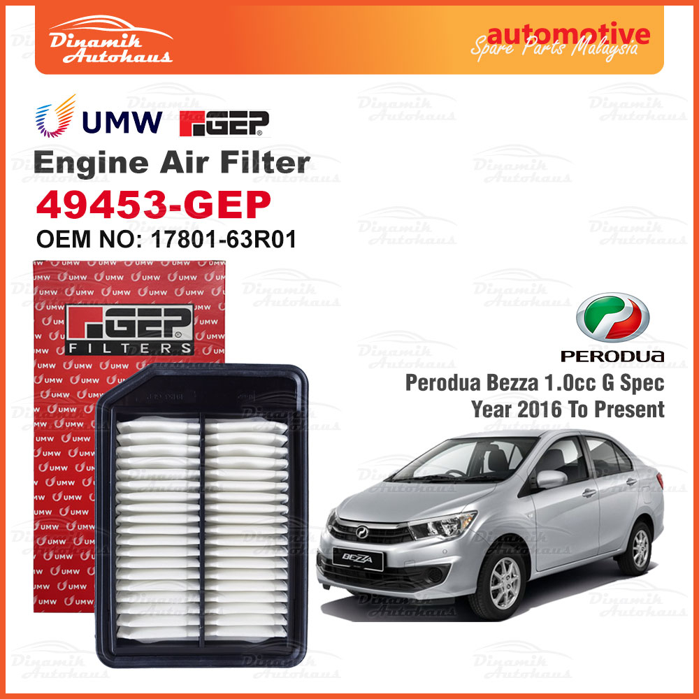 Perodua Bezza 1.0cc 1KRVE Car Engine Air Filter UMW 49453-GEP (OEM No ...