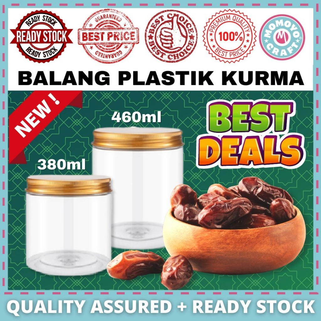 Momoyocraft - Balang Plastik Kurma Doorgift Plastic Jar Dates Balang ...