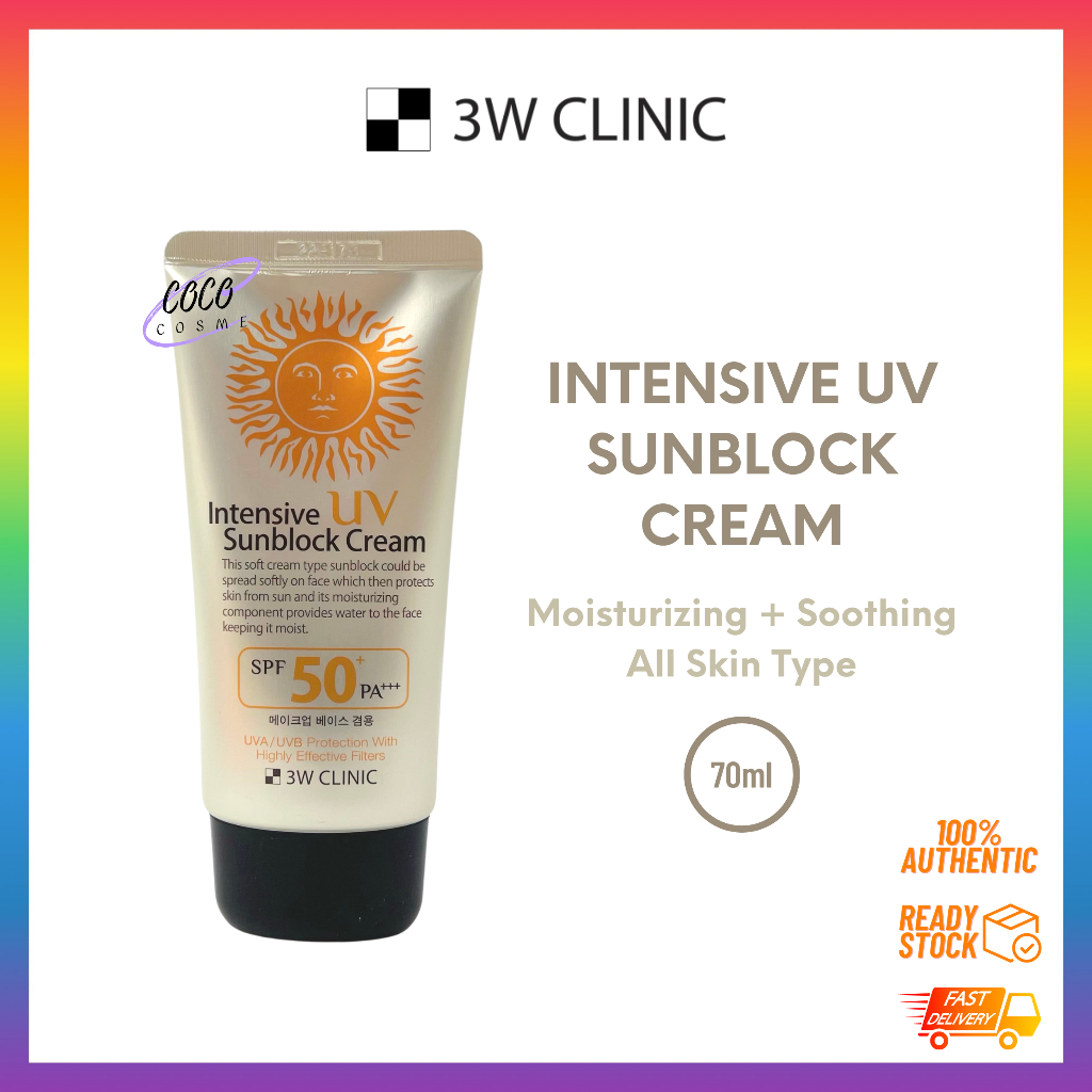 3W CLINIC Intensive UV Sunblock Cream SPF50+ PA+++ 70ml | Shopee Malaysia