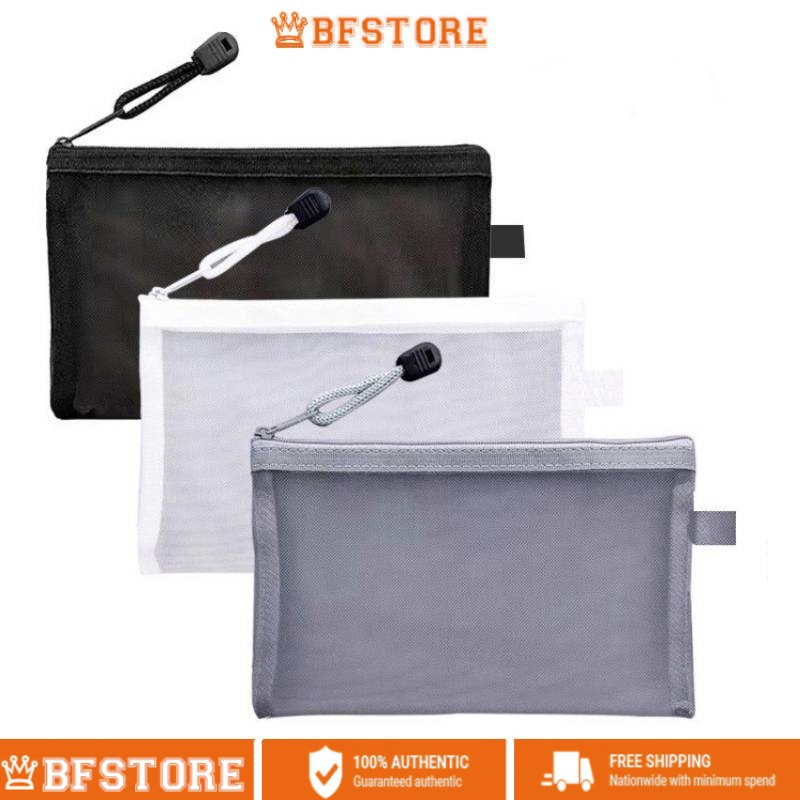 Transparent Mesh Pencil Case Pen Bag Nylon Pencil Pouch Muji Style ...