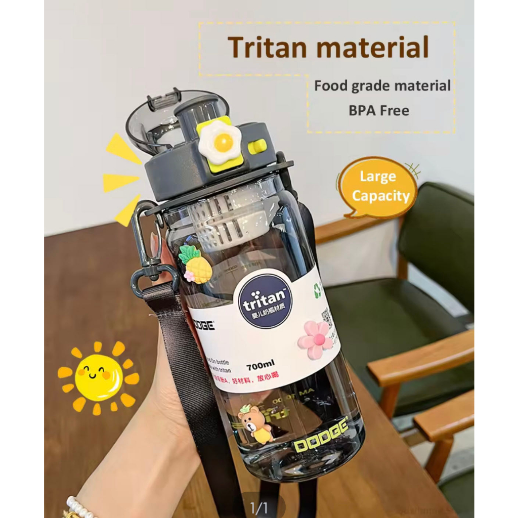 900ml BPA FREE TRITAN DODGE Water Bottle Handle Tea Separation Cup Shaker Portable Outdoor ...