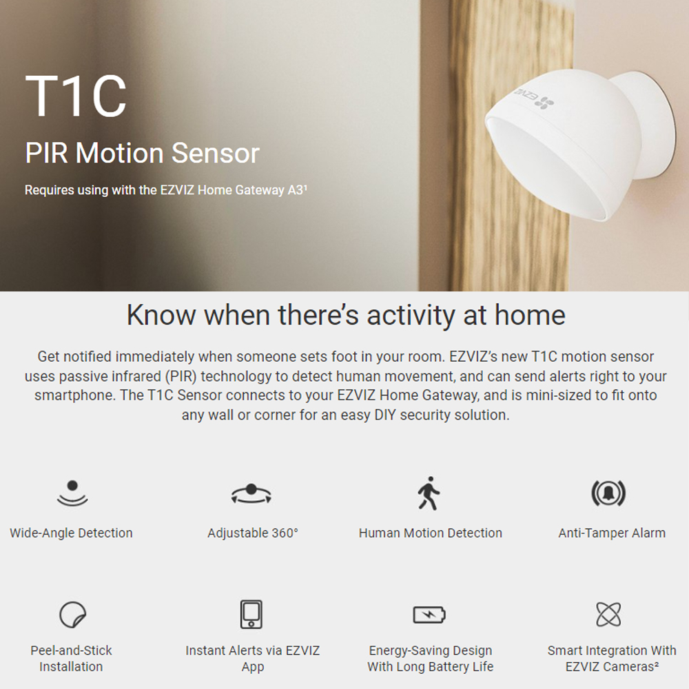 Ezviz T1C PIR Motion Sensor: Advanced Detection for Enhanced Security