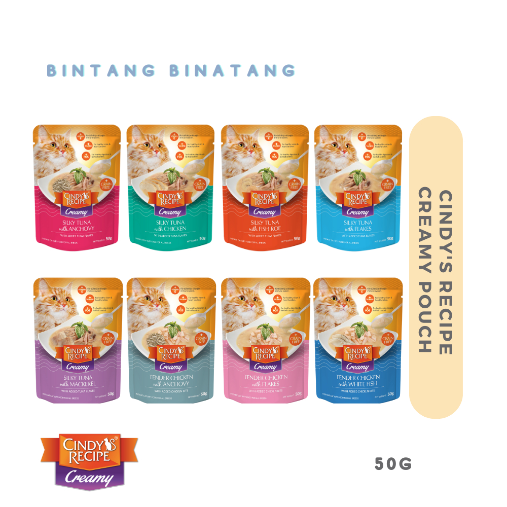 CINDY'S RECIPE CREAMY POUCH WET CAT POUCH 50G | Cat Food | PetFinder.my