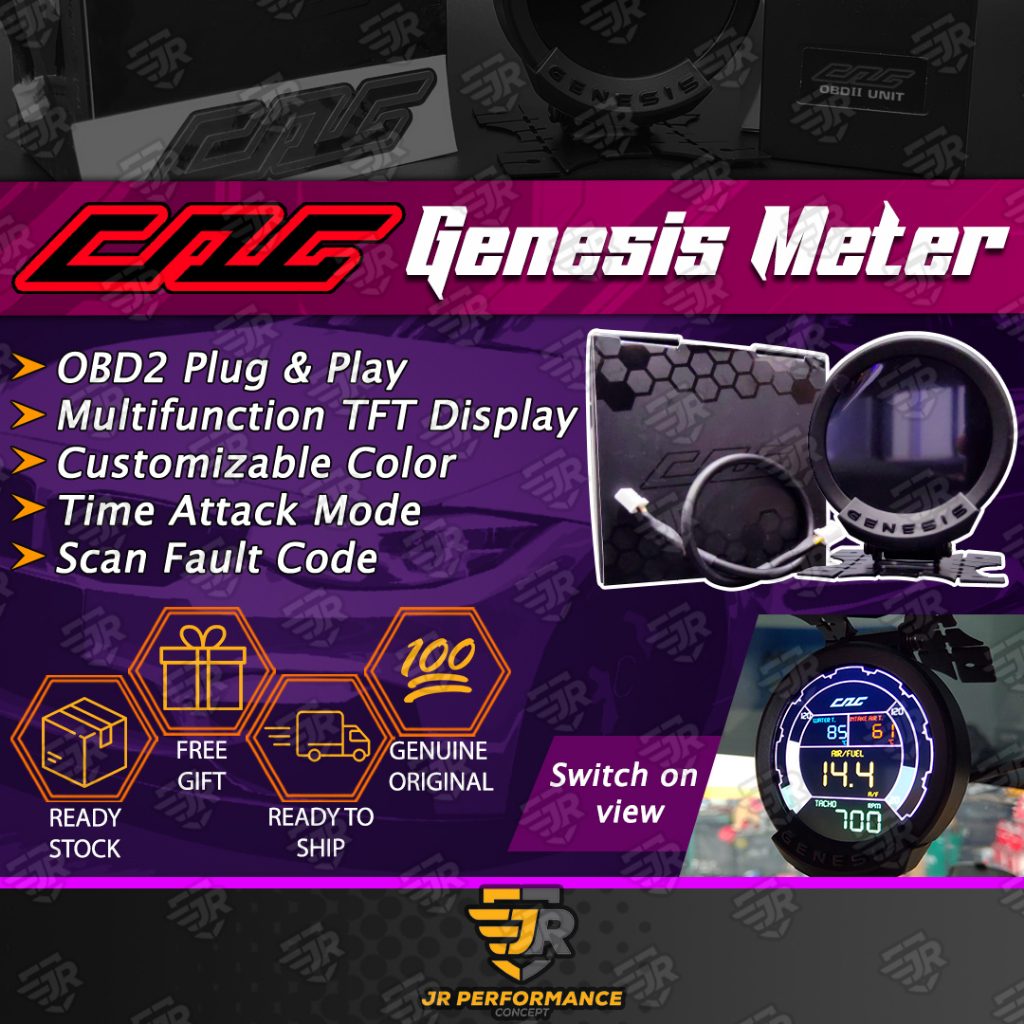 CAG Genesis Obd2 Display Car Meter Suhu Air RPM Speed Water Temperature ...