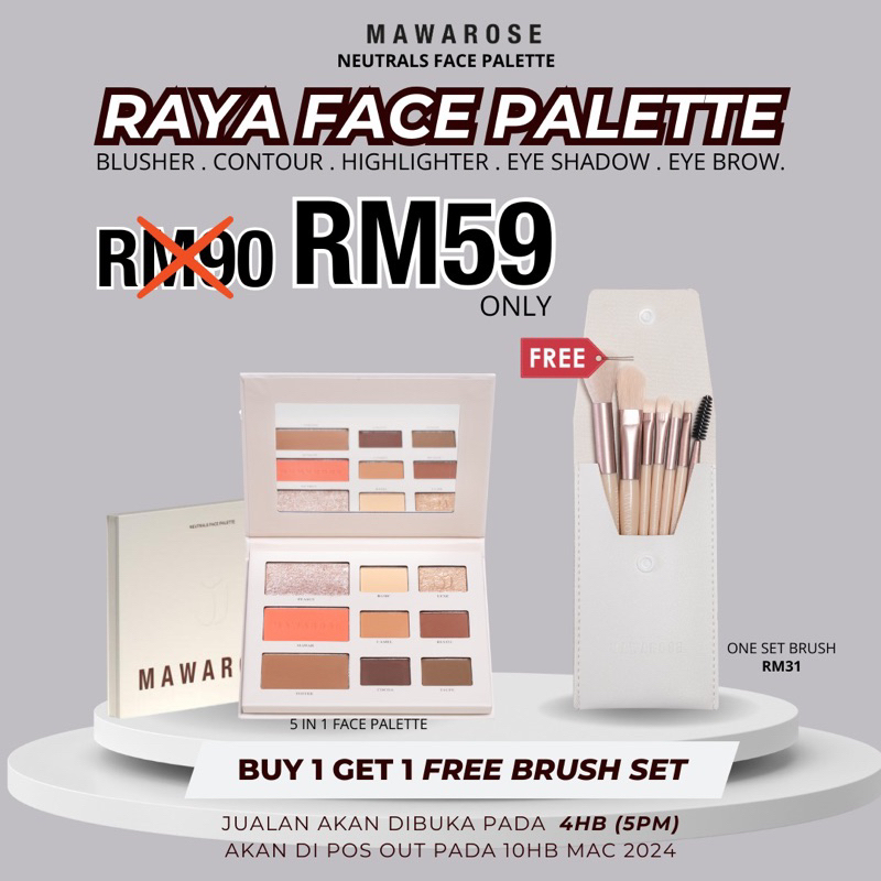 [LIMITED TIME OFFER??] FACE PALETTE MAWAROSE + FREE ONE SET BRUSH MAKE ...