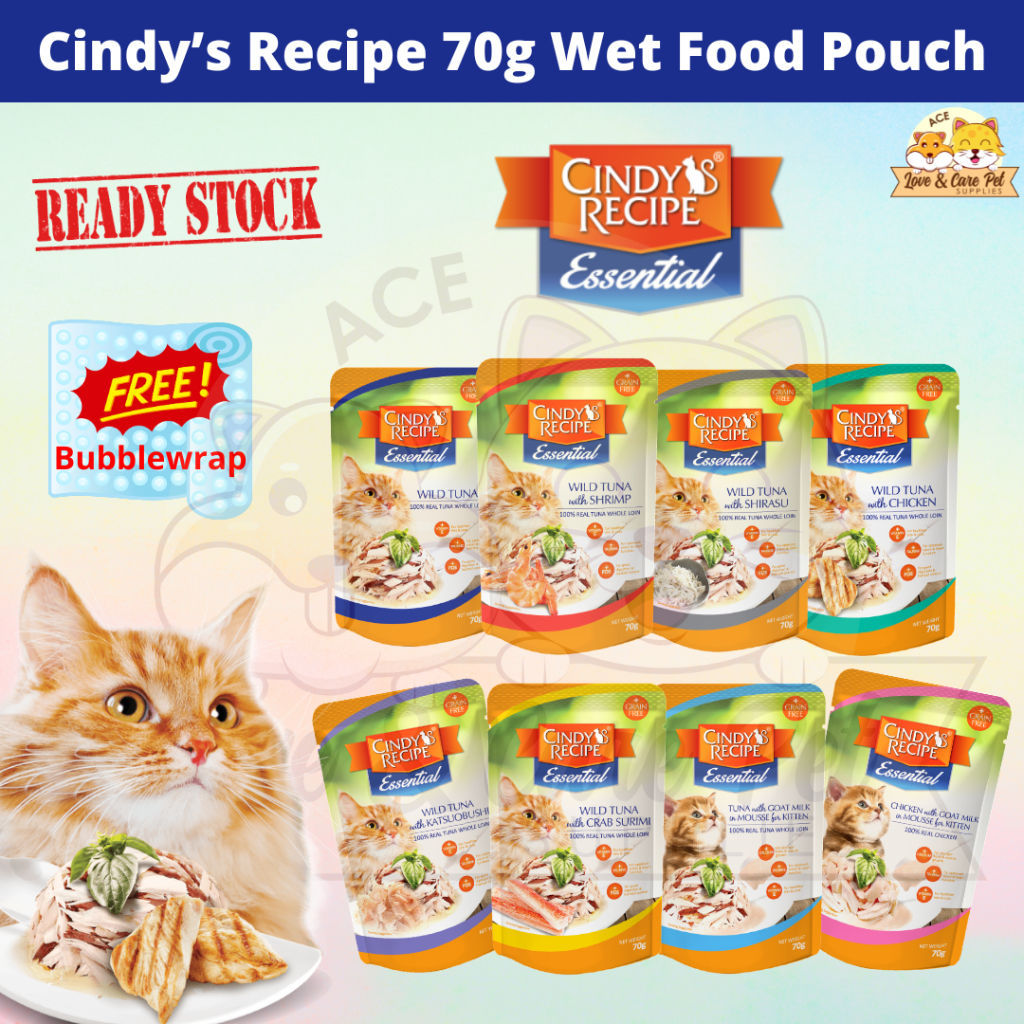 Cindy's Recipe Essential Wet Cat Food Pouch 70G / Makanan Ku.. | Cat ...