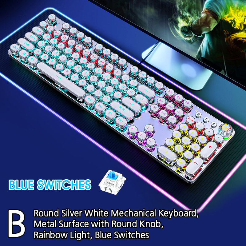 ROUND MECHANICAL KEYBOARD REAL GAMING KEYBOARD BLUE SWITCH SWITCHES ...