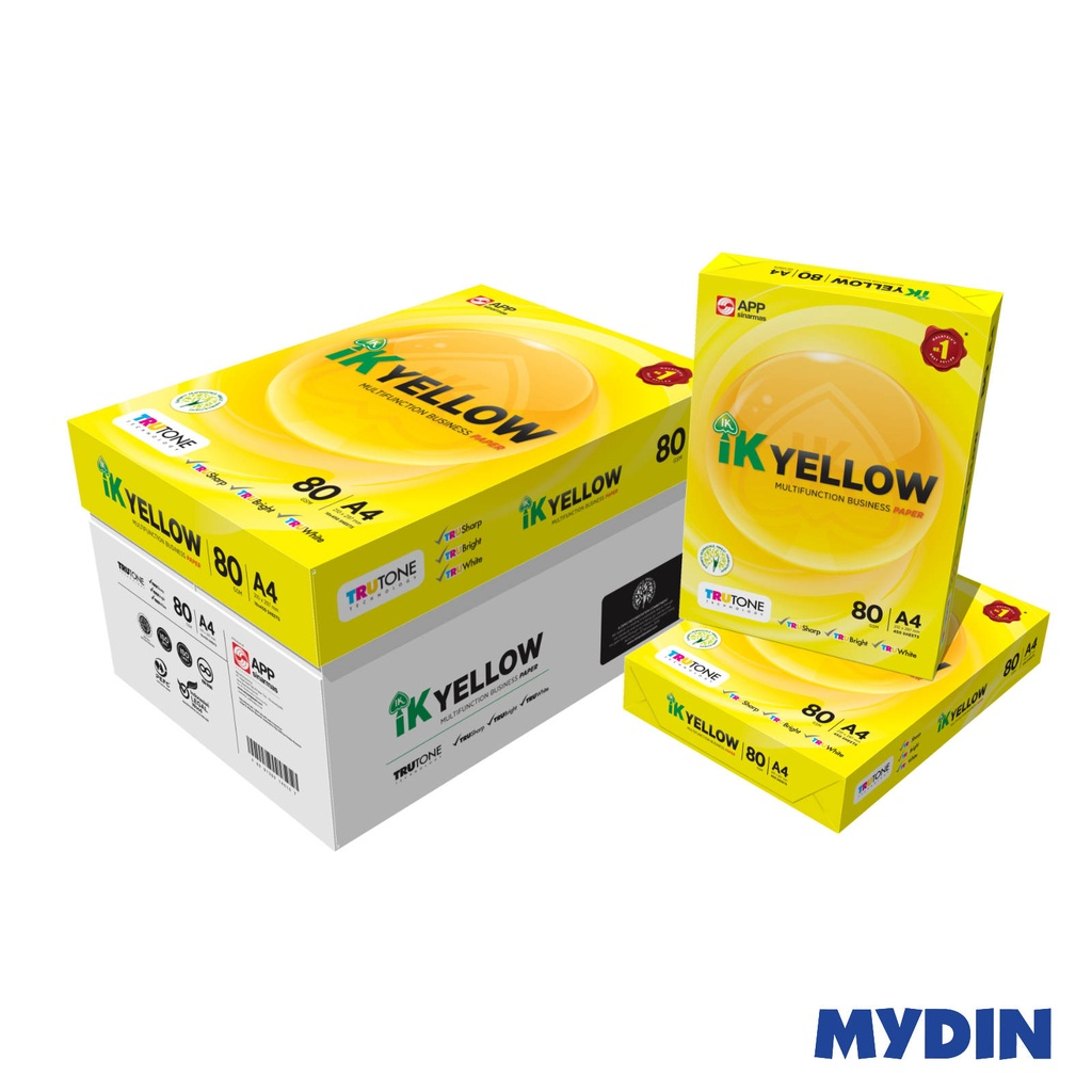 IK Yellow Copier Paper A4 (80gsm x 450's) | PGMall