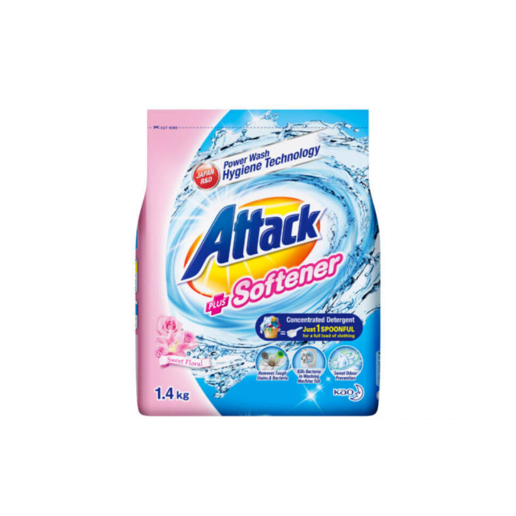 Attack Powder Detergent Plus Softener Floral Romance (1.4kg) | PGMall