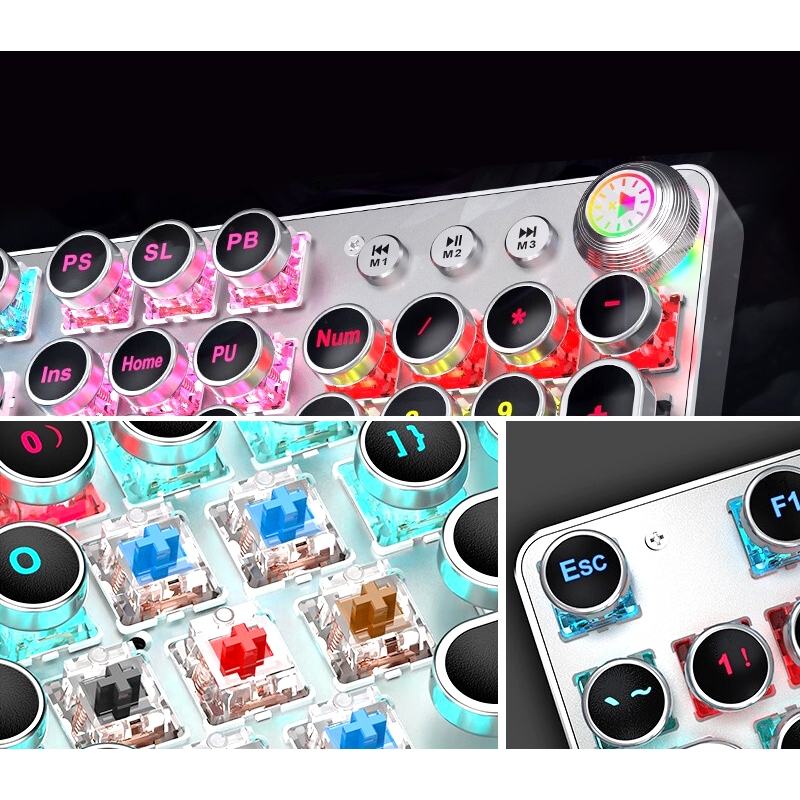 ROUND MECHANICAL KEYBOARD REAL GAMING KEYBOARD BLUE SWITCH SWITCHES ...
