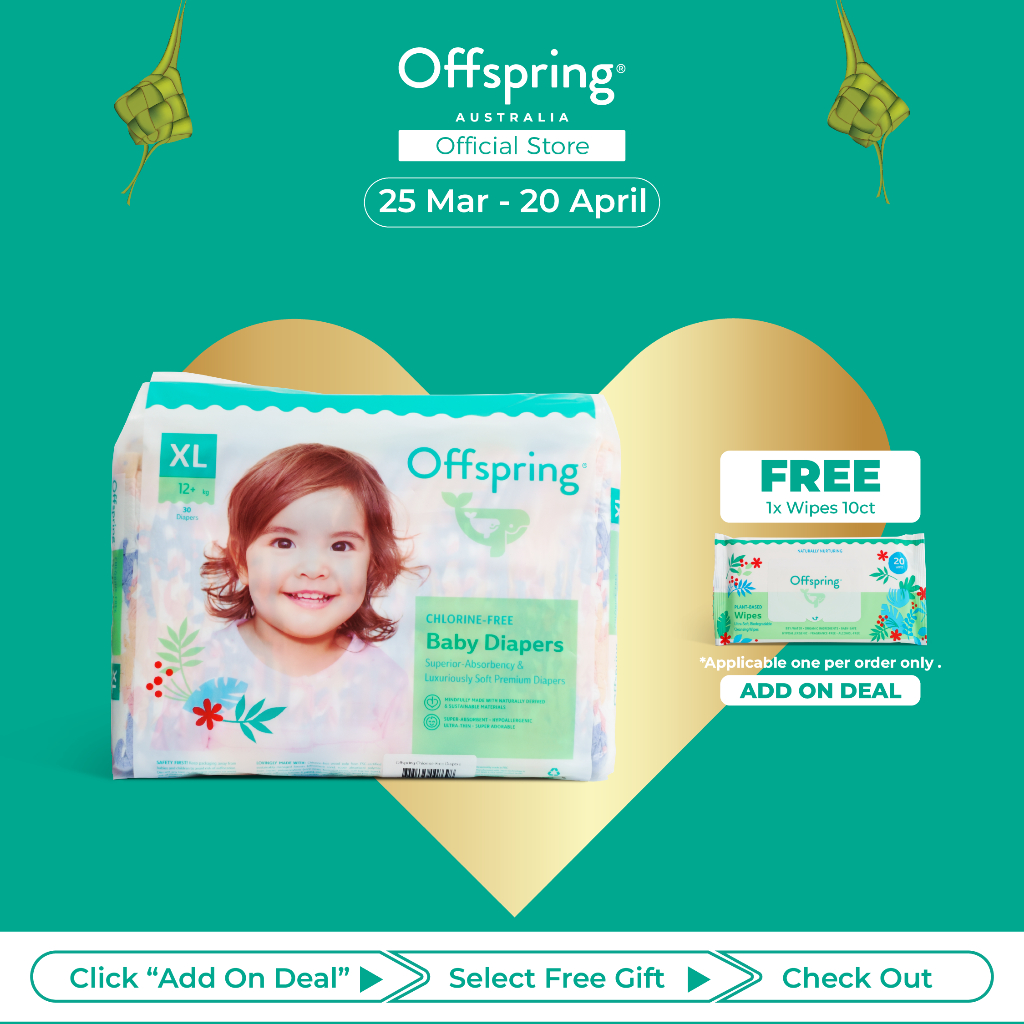 Offspring Premium Fashion Tape Diapers - XL (30 Pcs) Tangyorange | PGMall