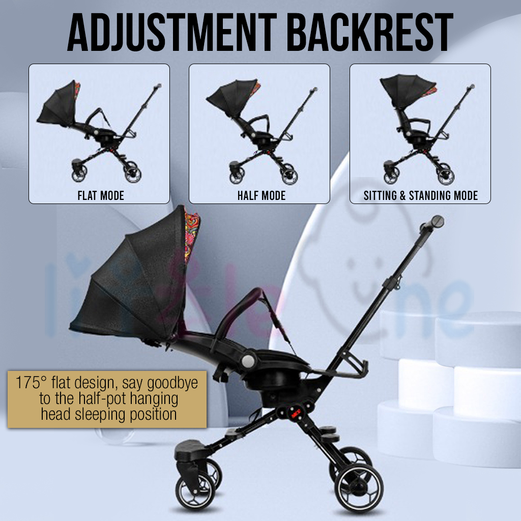 LOB V11 2 Way Magic Stroller (Flat Recline 175 Degree) 360 Rotation ...