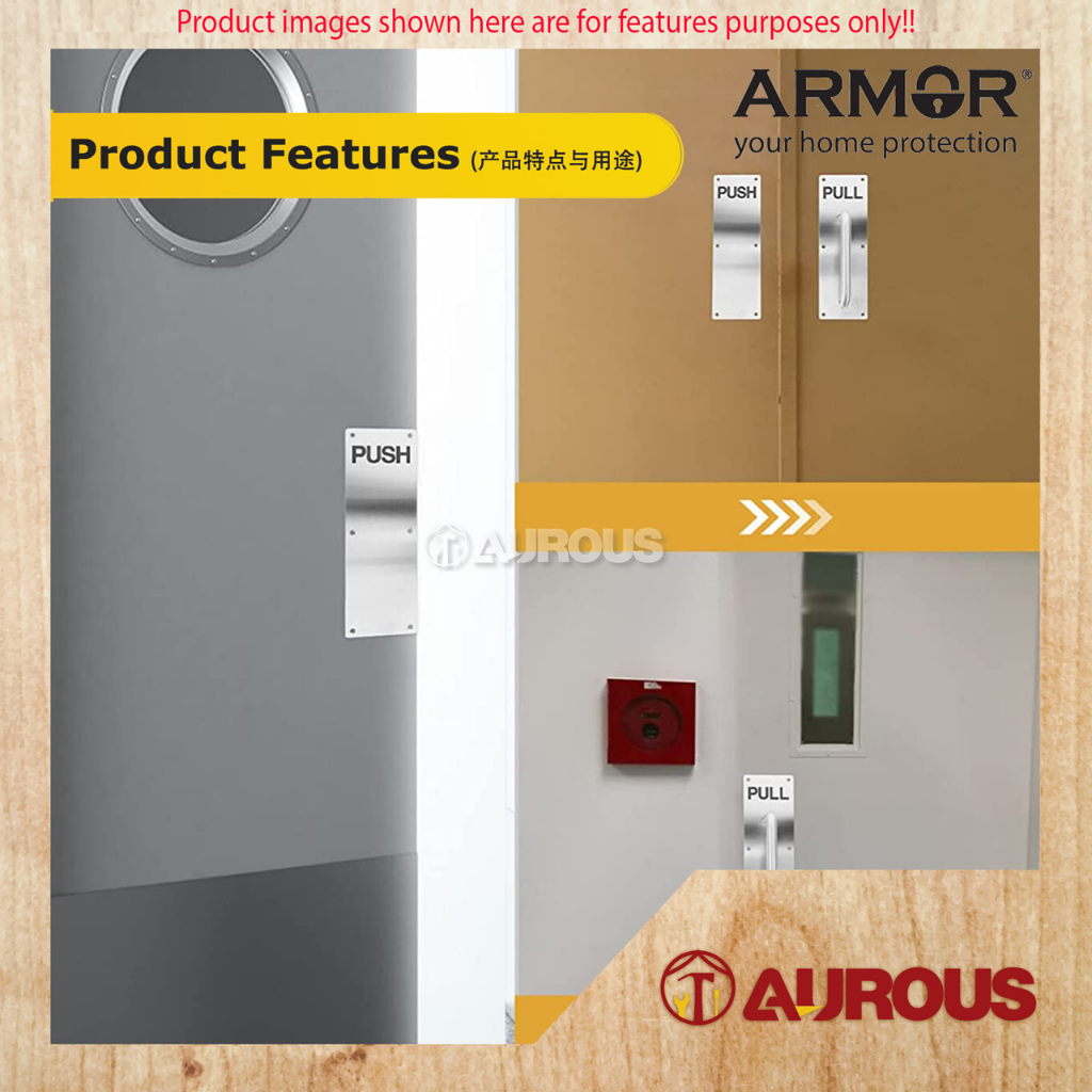 ARMOR STAINLESS STEEL SUS304 PULL PLATE / PUSH PLATE ( APH-PP500 / APH-PP501) - Aurous Hardware ...