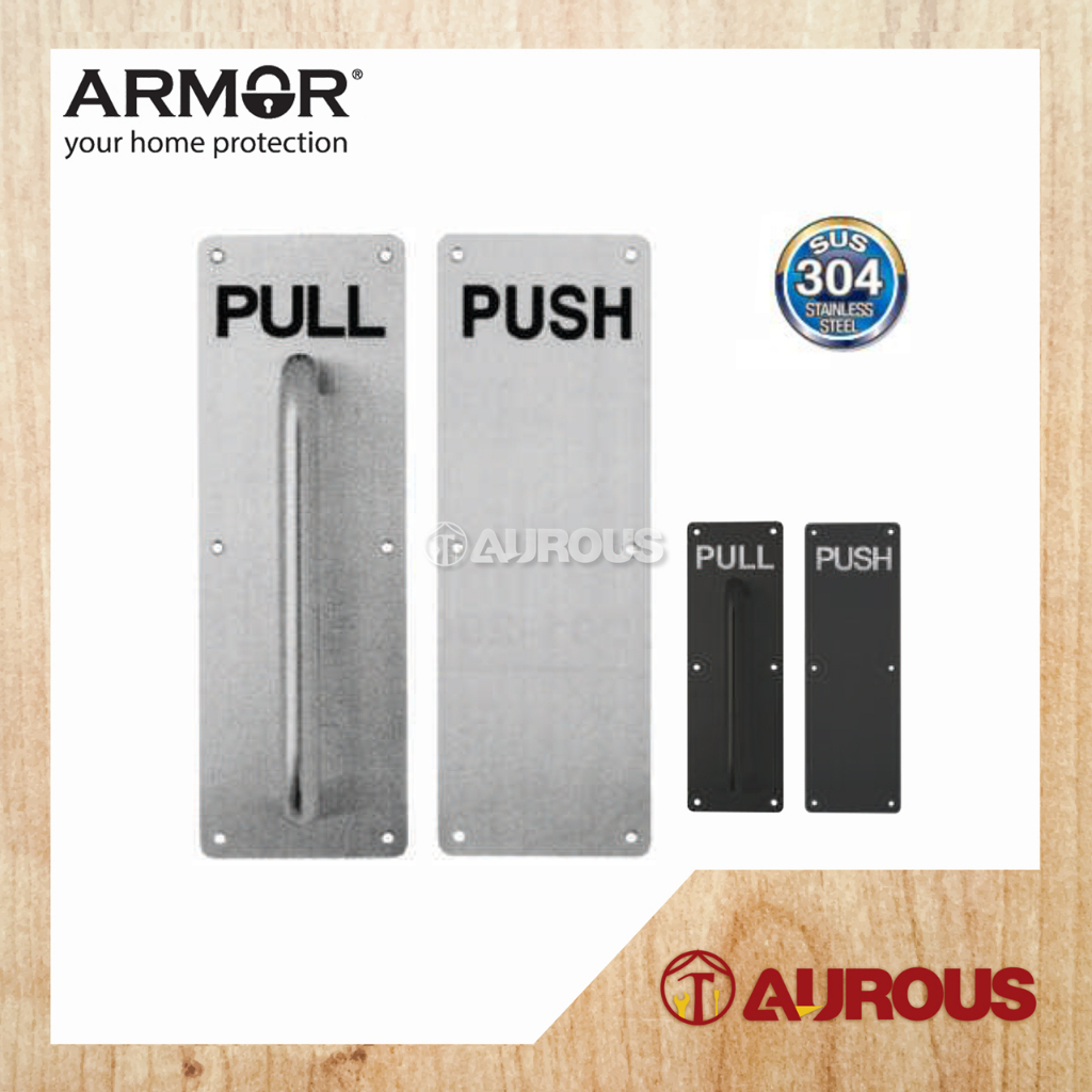 ARMOR STAINLESS STEEL SUS304 PULL PLATE / PUSH PLATE ( APH-PP500 / APH-PP501) - Aurous Hardware ...