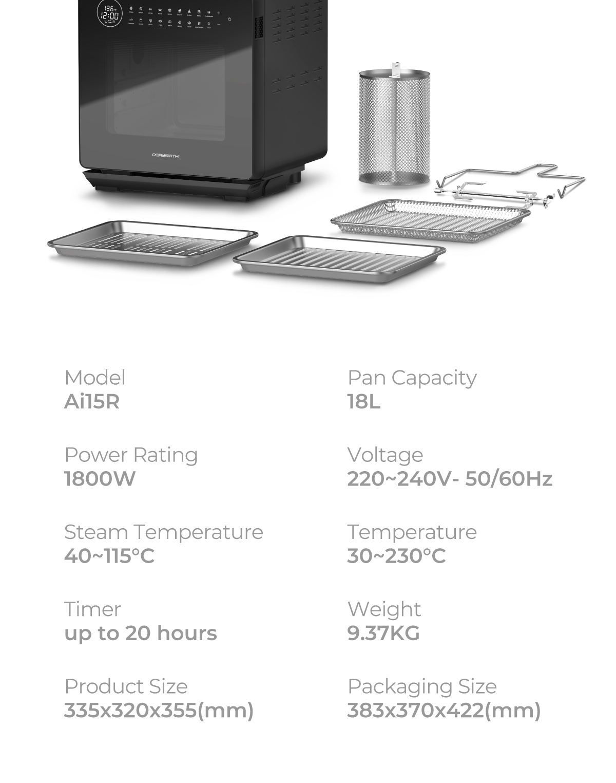 PERYSMITH 3IN1 SMART STEAM OVEN Ai SERIES Ai15R - PerySmith Malaysia
