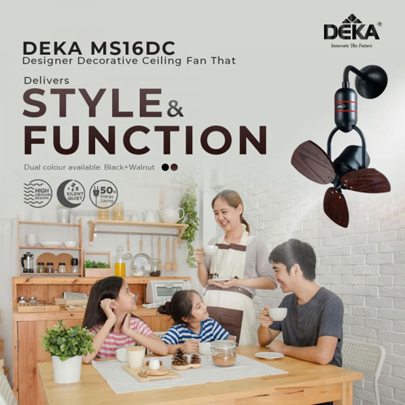 DEKA Corner Fan MS16DC Dual Mounting Wall & Ceiling Design Fan with ...
