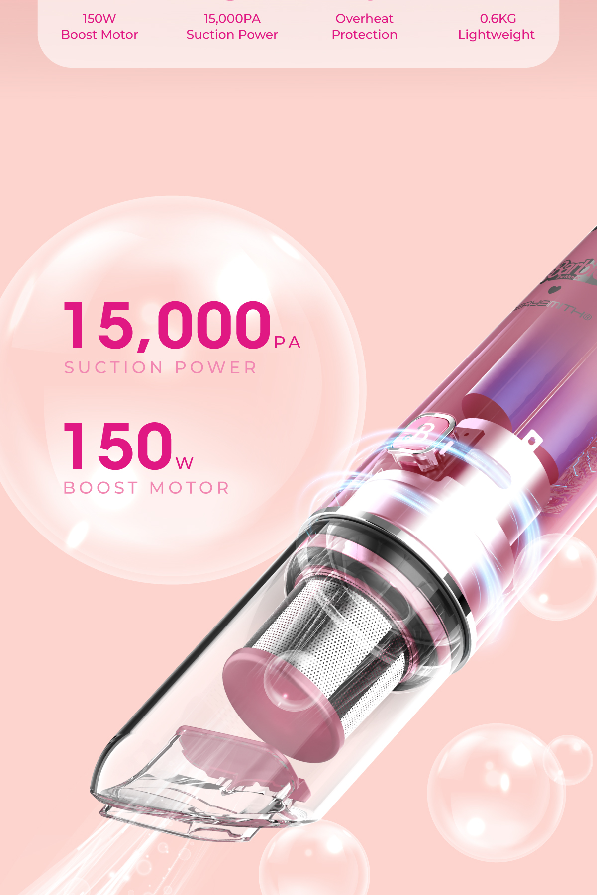 PERYSMITH X BARBIE CORDLESS VACUUM CLEANER G6 - PerySmith Malaysia