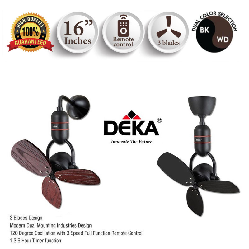 DEKA Corner Fan MS16DC Dual Mounting Wall & Ceiling Design Fan with ...