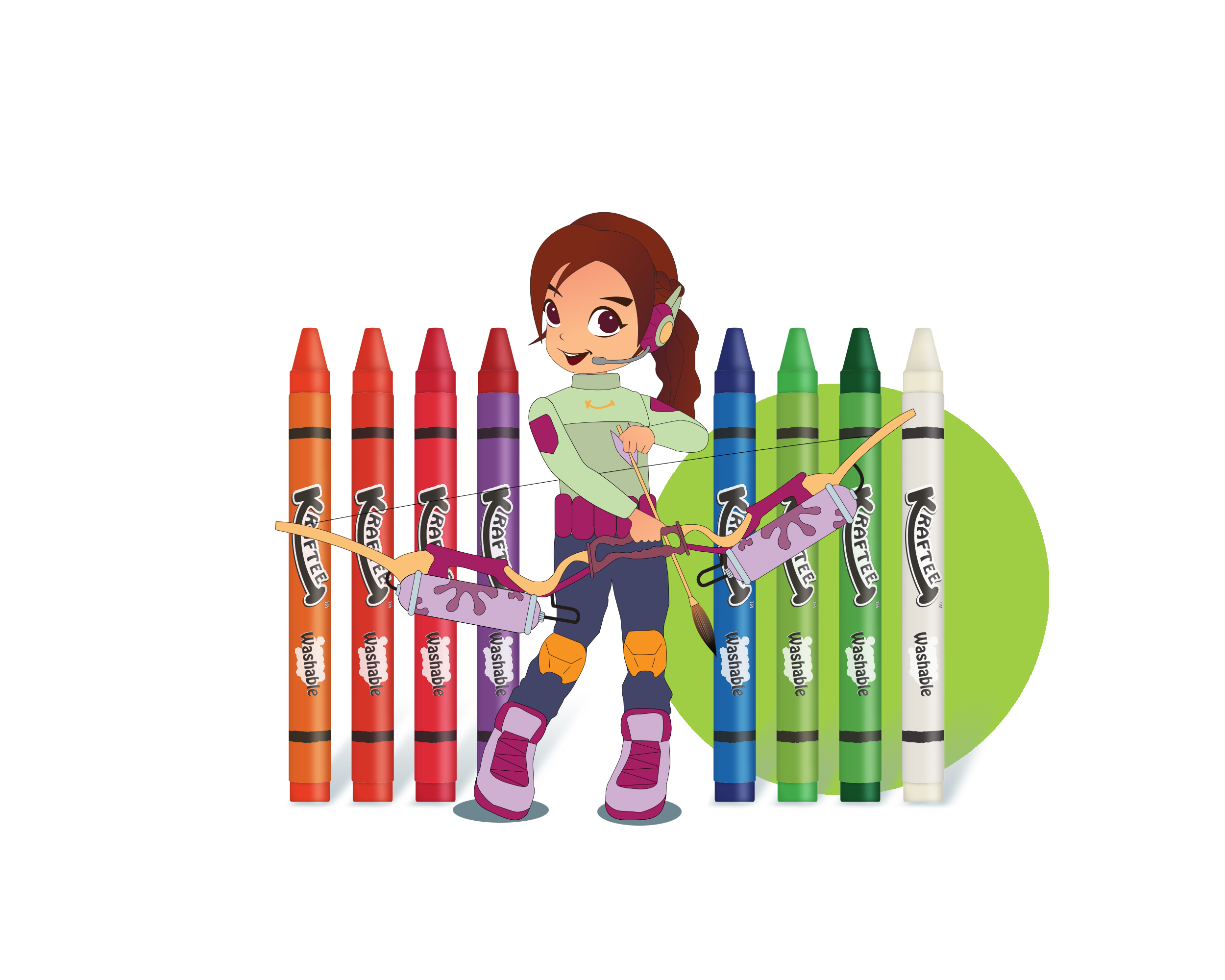 KRAFTEE 8CT WASHABLE CRAYONS SPLASHY SHILA