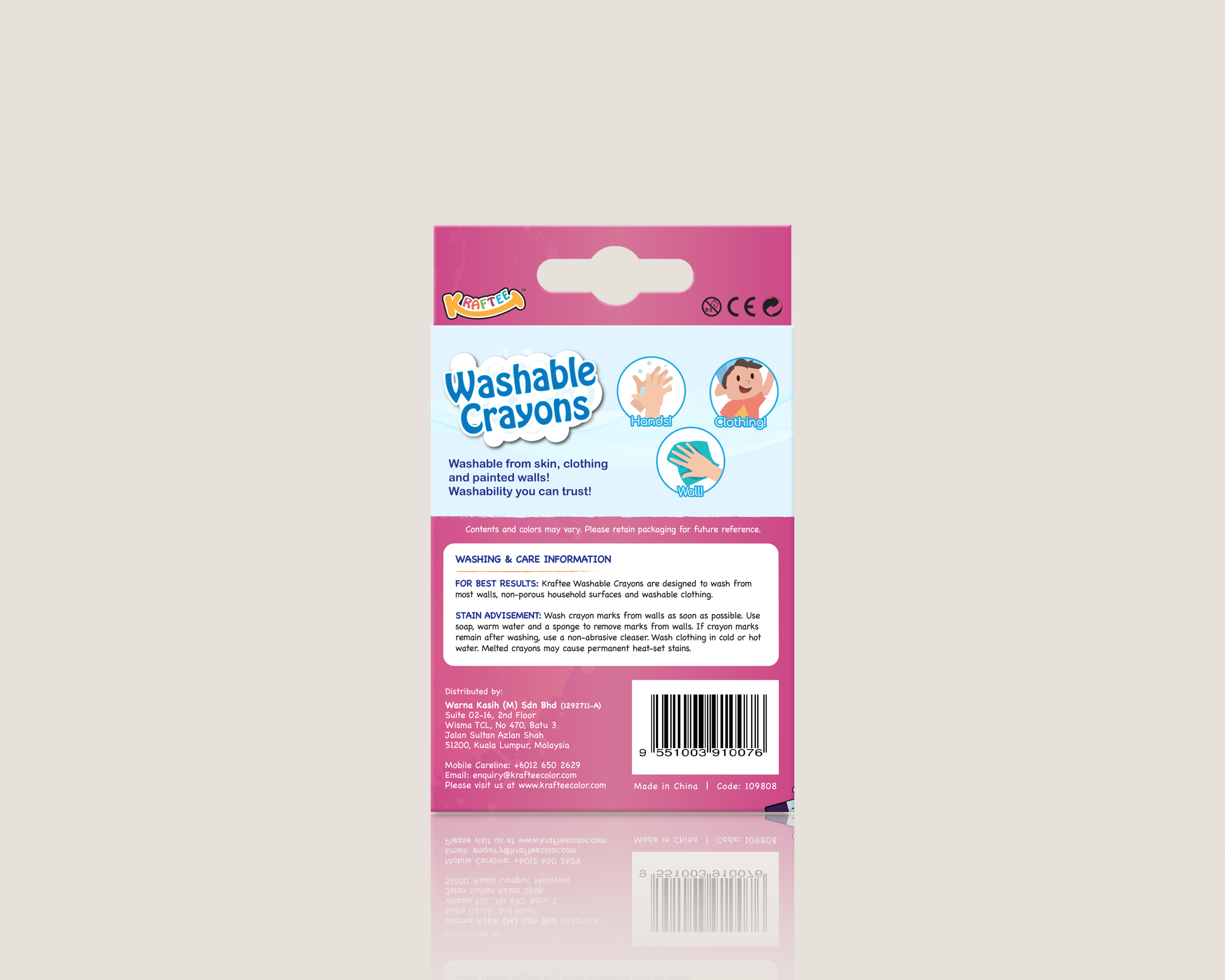 KRAFTEE 8CT WASHABLE CRAYONS MISTY MEENA