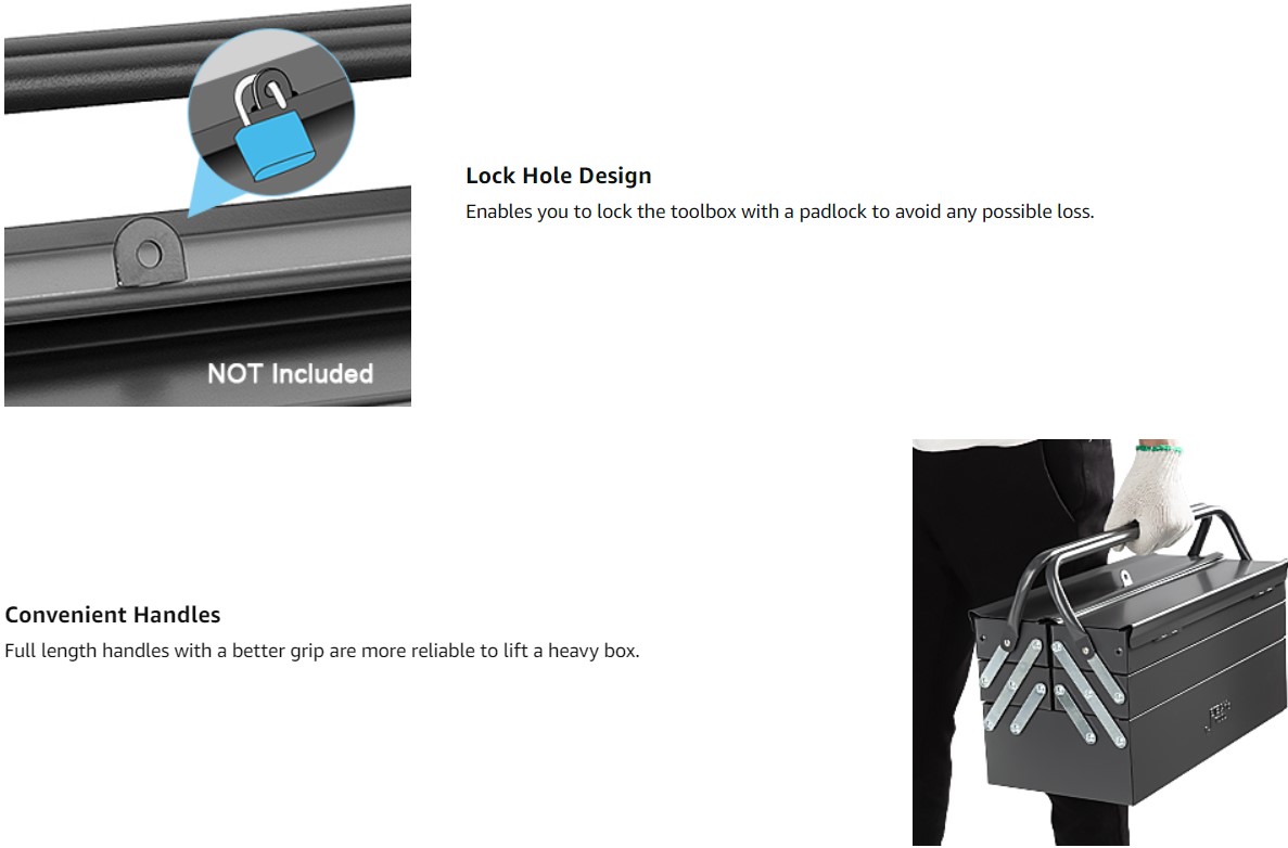 Jetech TB-21 Portable Tool Box 5-Compartment