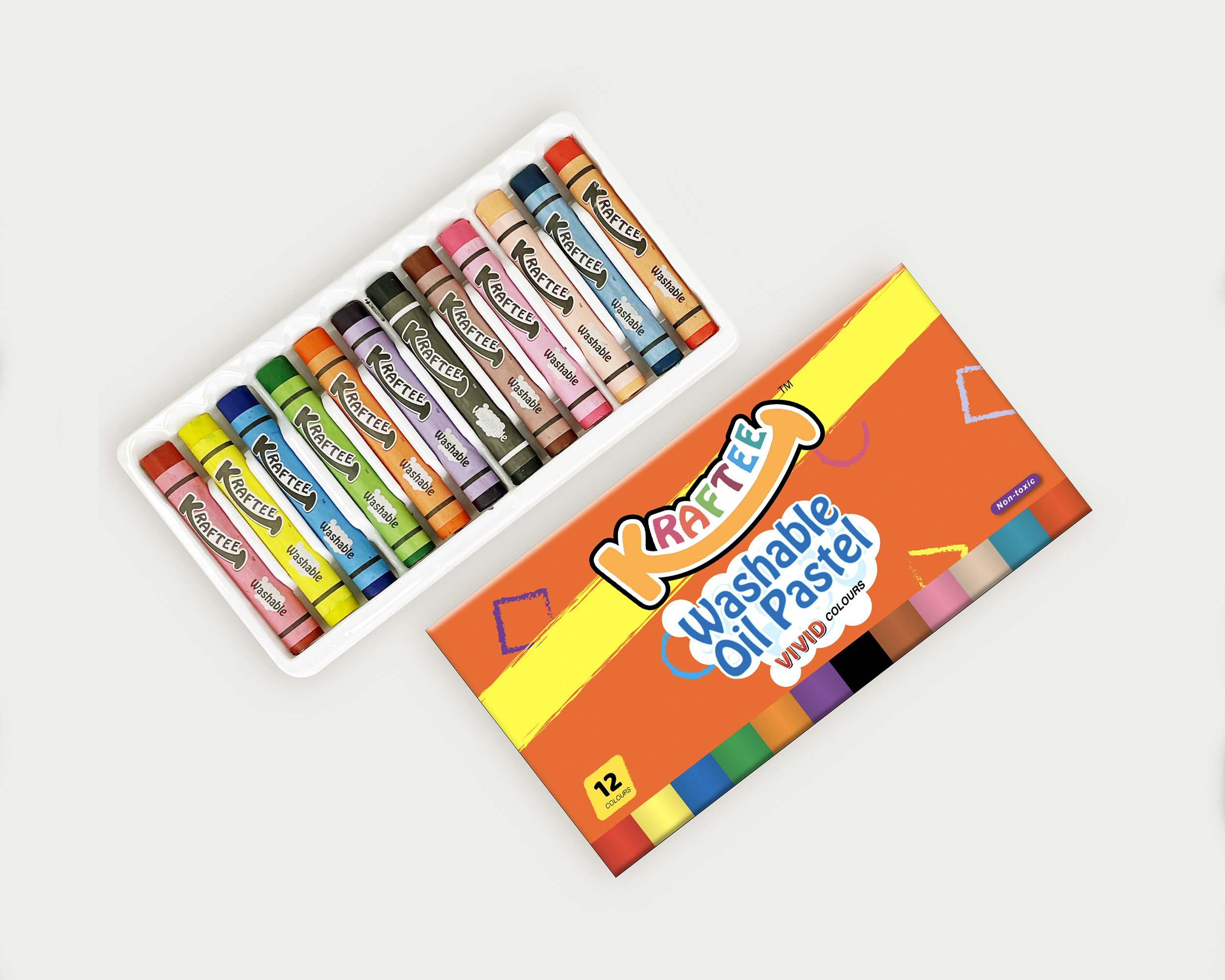 KRAFTEE 12CT WASHABLE OIL PASTEL
