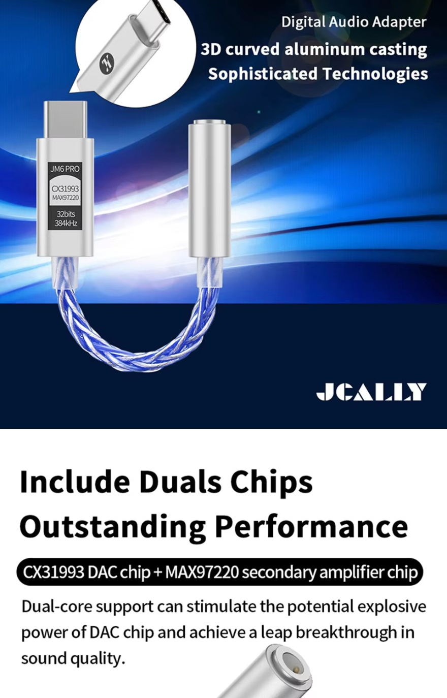 Jcally JM6 Pro, Dongle DAC and Amplifier: CX31993 USB Portable Adapter ...
