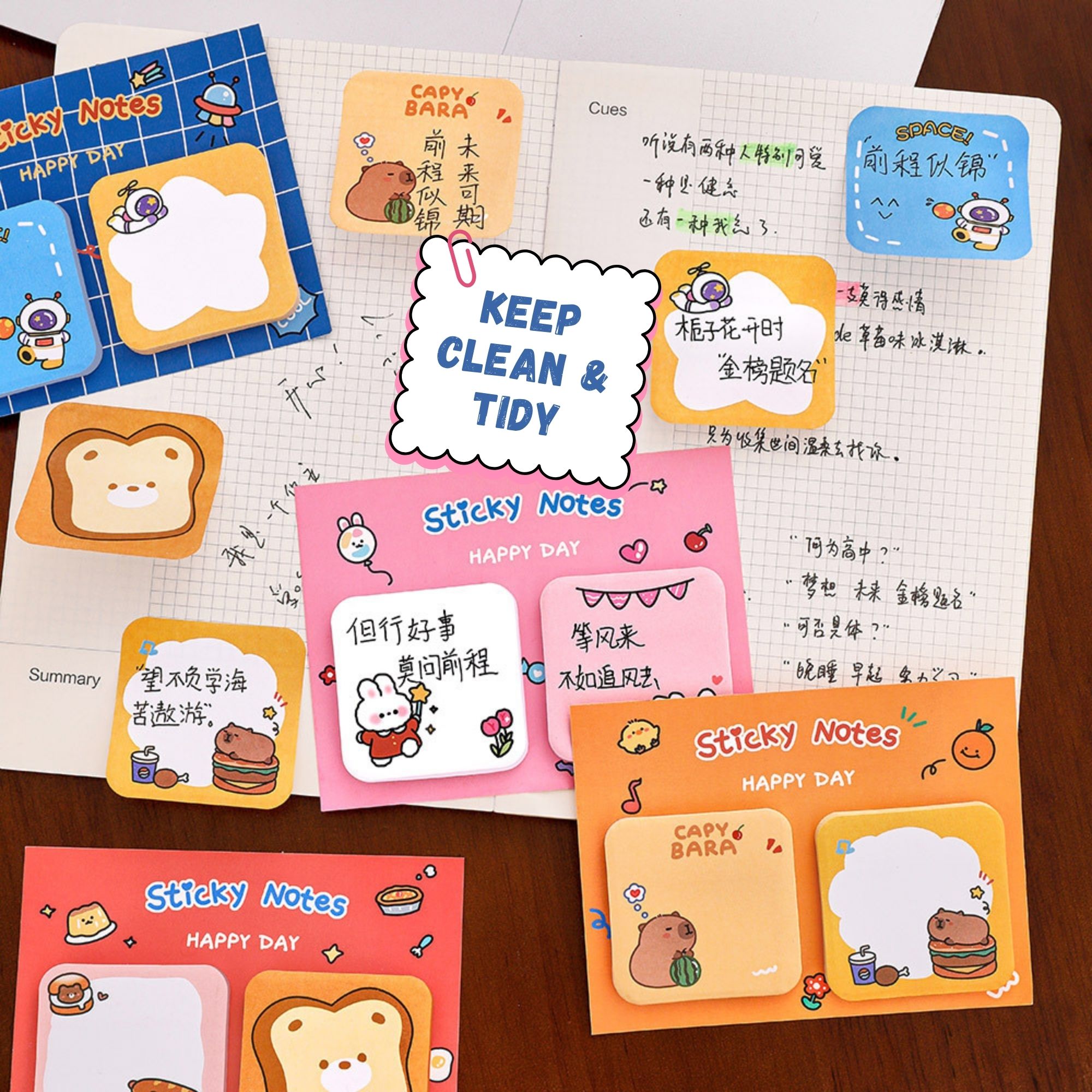 Cute Sticky Notes Cartoon Sticky Memo Pads Small Self-Stick Memo Note ...