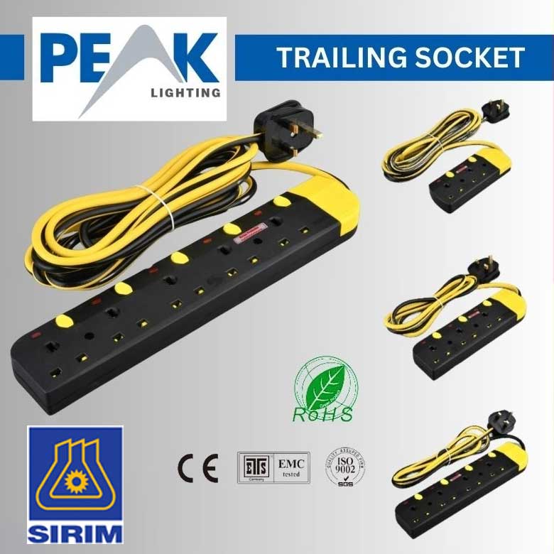 (SIRIM) PEAK Extension Plug Trailing Socket Wire Cable with Surge ...
