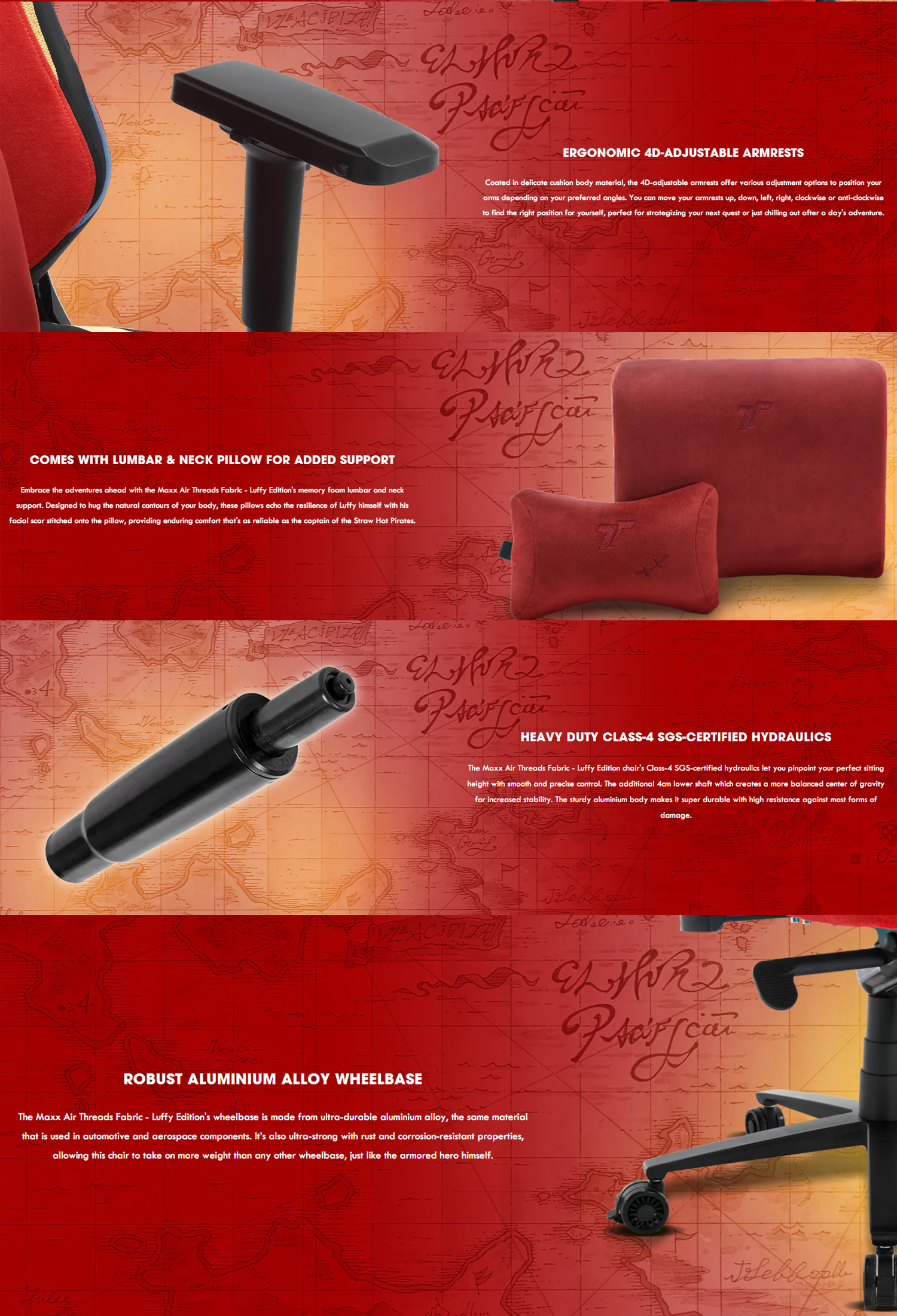 TTRacing Maxx Air Threads Fabric Gaming Chair One Piece Luffy Edition ...