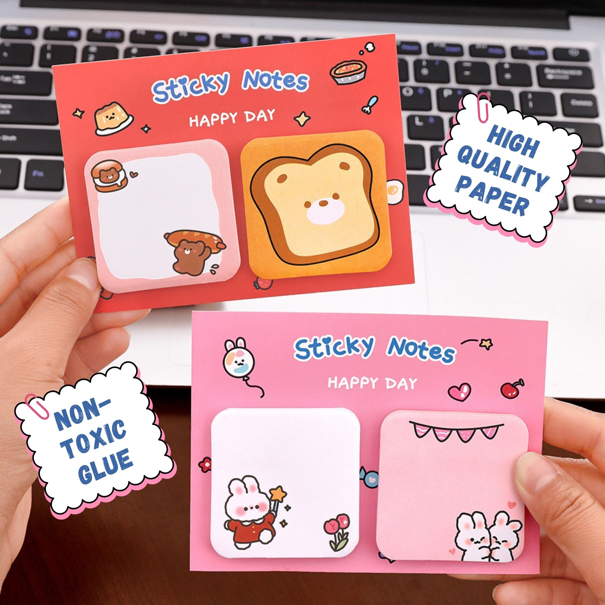 Cute Sticky Notes Cartoon Sticky Memo Pads Small Self-Stick Memo Note ...