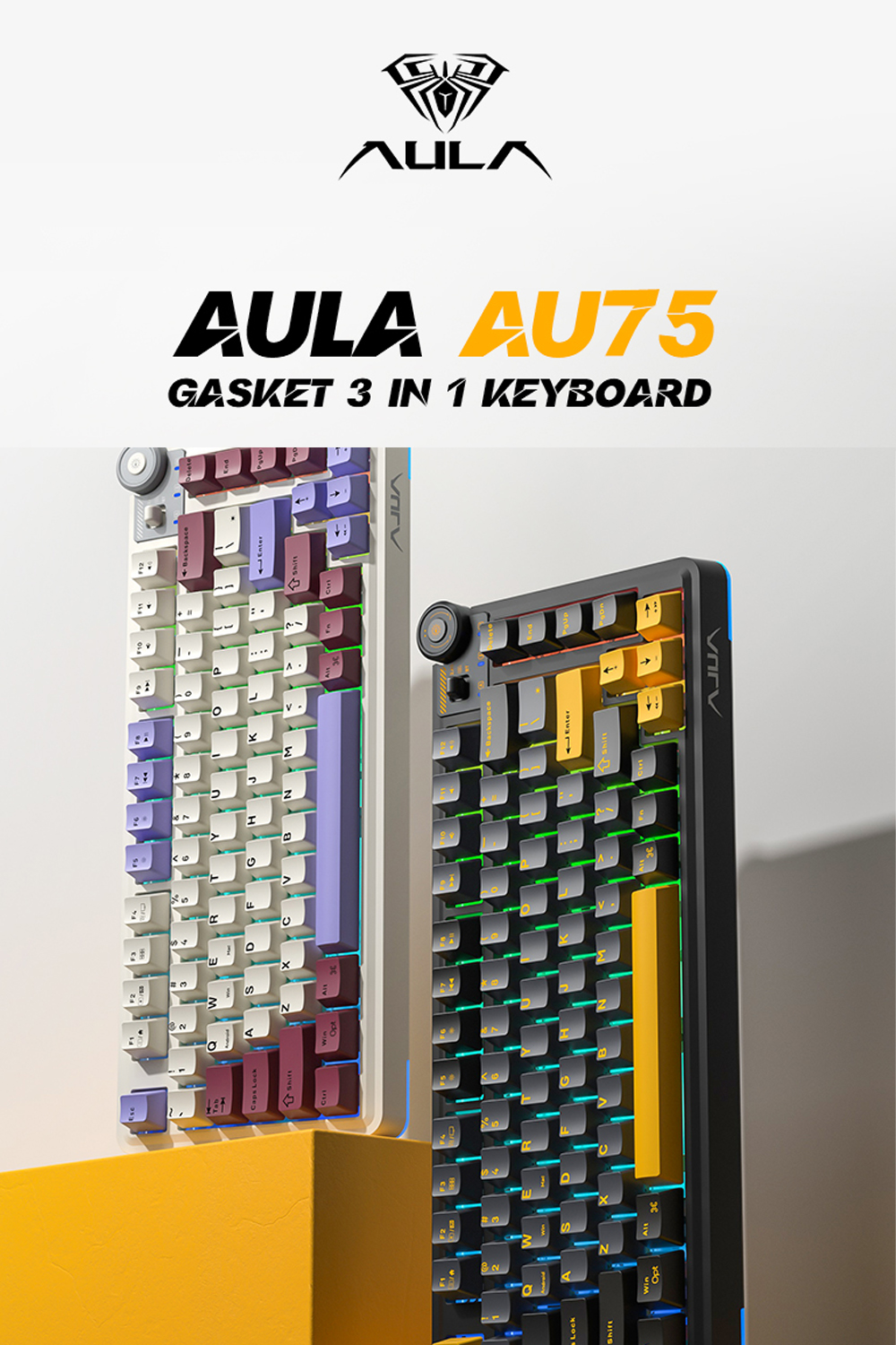 AULA AU75 Wireless Mechanical Gaming Keyboard with RGB Light, Tri-Mode – ALL IT Hypermarket
