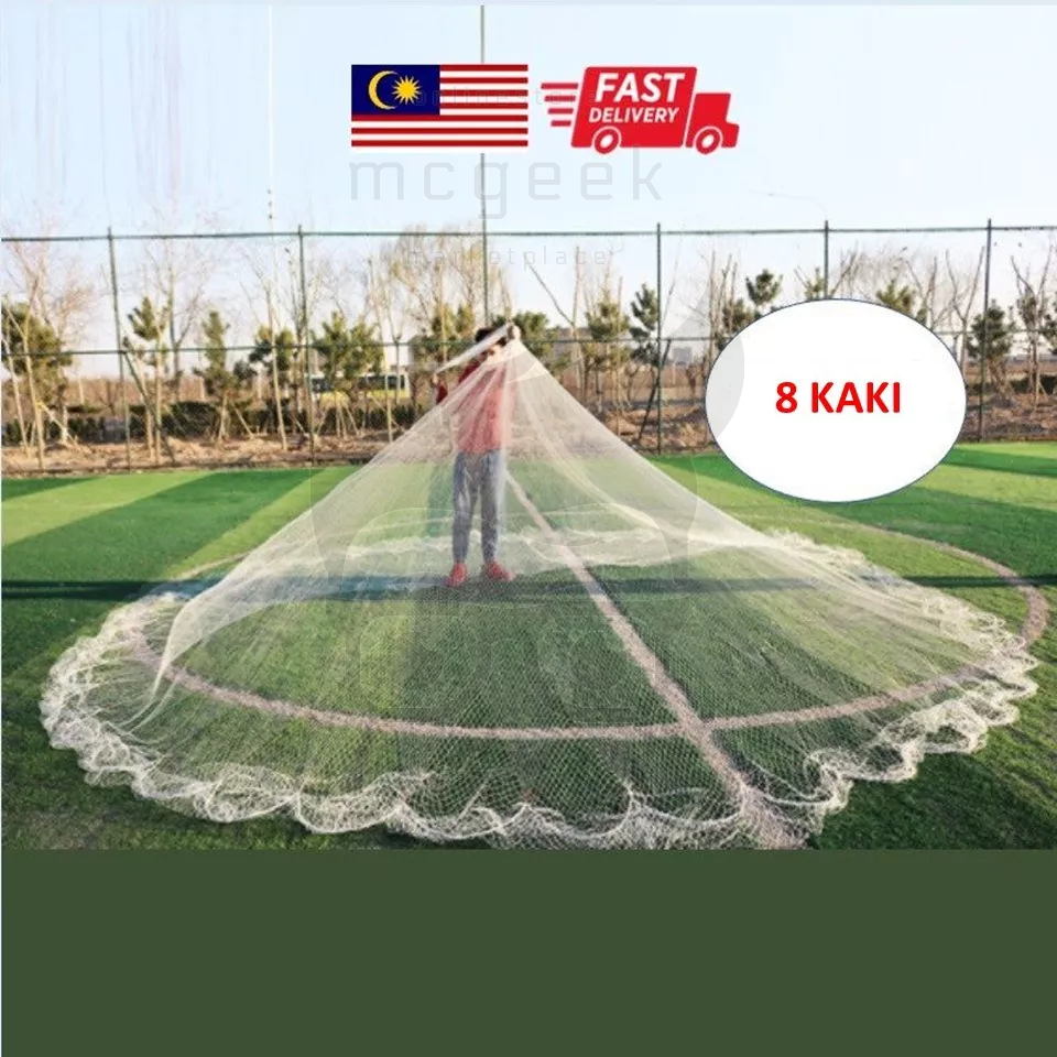 Nylon Fish Net Hand Casting Hand 8 Feet Jaring Jala Ikan Tangkap Ikan 8 ...