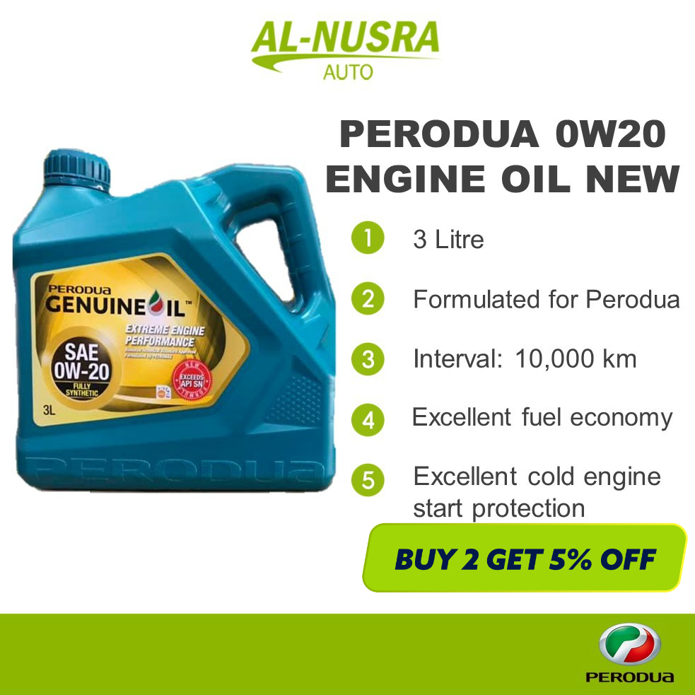 PERODUA 0W20 ENGINE OIL NEW 3L MINYAK HITAM FULLY SYNTHETIC 0W-20 ...