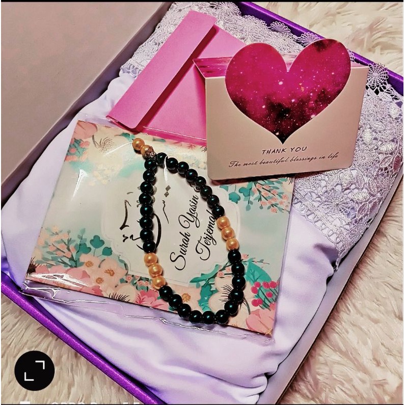 Gift box telekung set + tasbih + Surah Yasin /free kad ucapan | Shopee ...