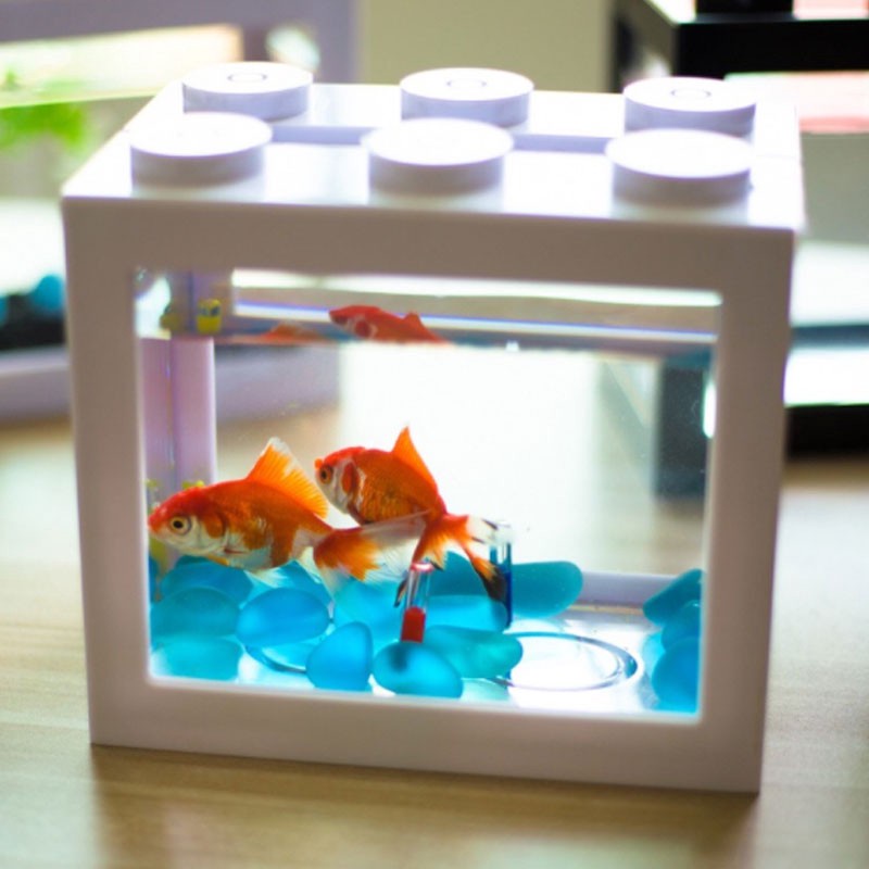 Kotak Pembiakan Aquarium Mini Lego Guppy Fish Tank Betta Building Block ...