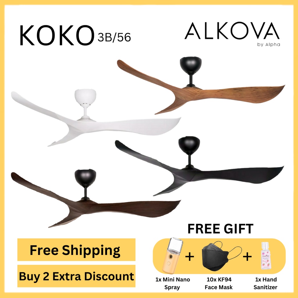 ALKOVA (ALPHA) KOKO 3 Blades 56 inches DC Remote Ceiling Fan | Shopee ...