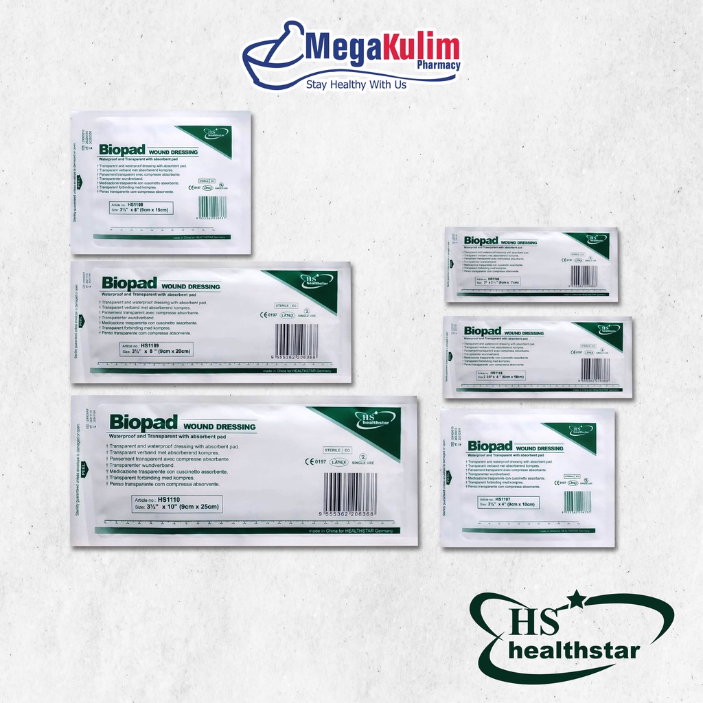 Biopad Wound Dressing Waterproof & Transparent Plaster (6 size to ...