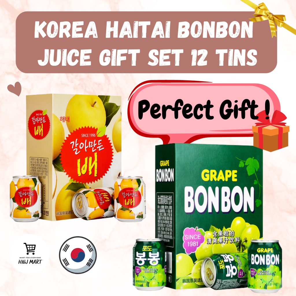(Gift Set) Haitai BonBon Grape Juice & Haitai Pear Juice 238ml x 12 units Haitai BongBong Grape ...
