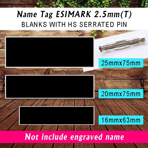BLACK/WHITE NAME TAG BLANKS with HS SERRATED PIN (Wholesale) l ESIMARK ...