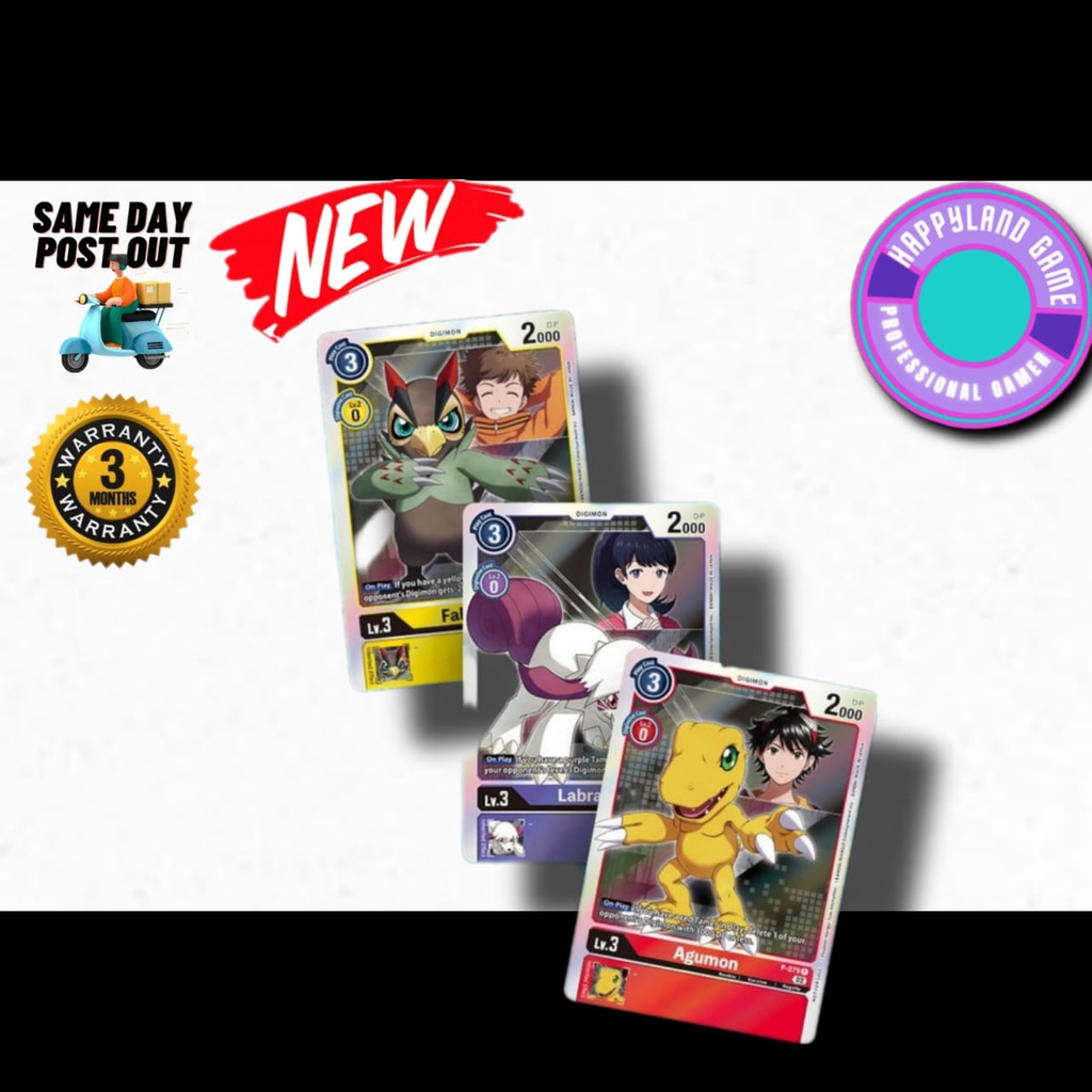 DIGIMON TCG P-079 AGUMON P-080 LABRAMON P-081 FALCOMON DIGIMON SURVIVE ...