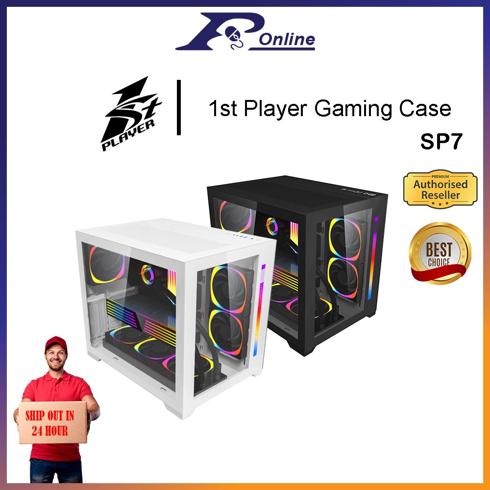 1st Player SP7 & SP7-EV BLACK / WHITE Gaming Casing ATX PC Case with ...