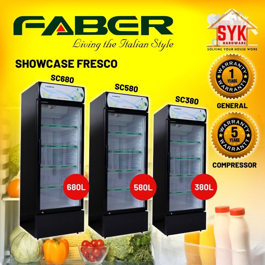 SYK (FREE SHIPPING) FABER Showcase Fresco Chiller Fridge 1 Door SC380 ...