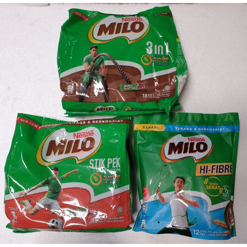Nestle Milo 3 in 1 Activ-Go (18s x 33g) / milo kosong (18s x 30g) / hi ...