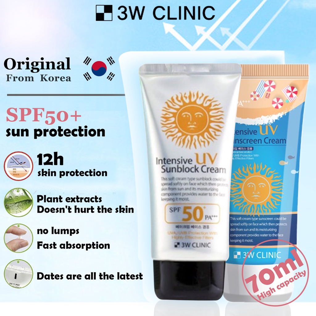 3W Clinic Sunblock Intensive UV Sunscreen SPF50 PA Suncream 70ml