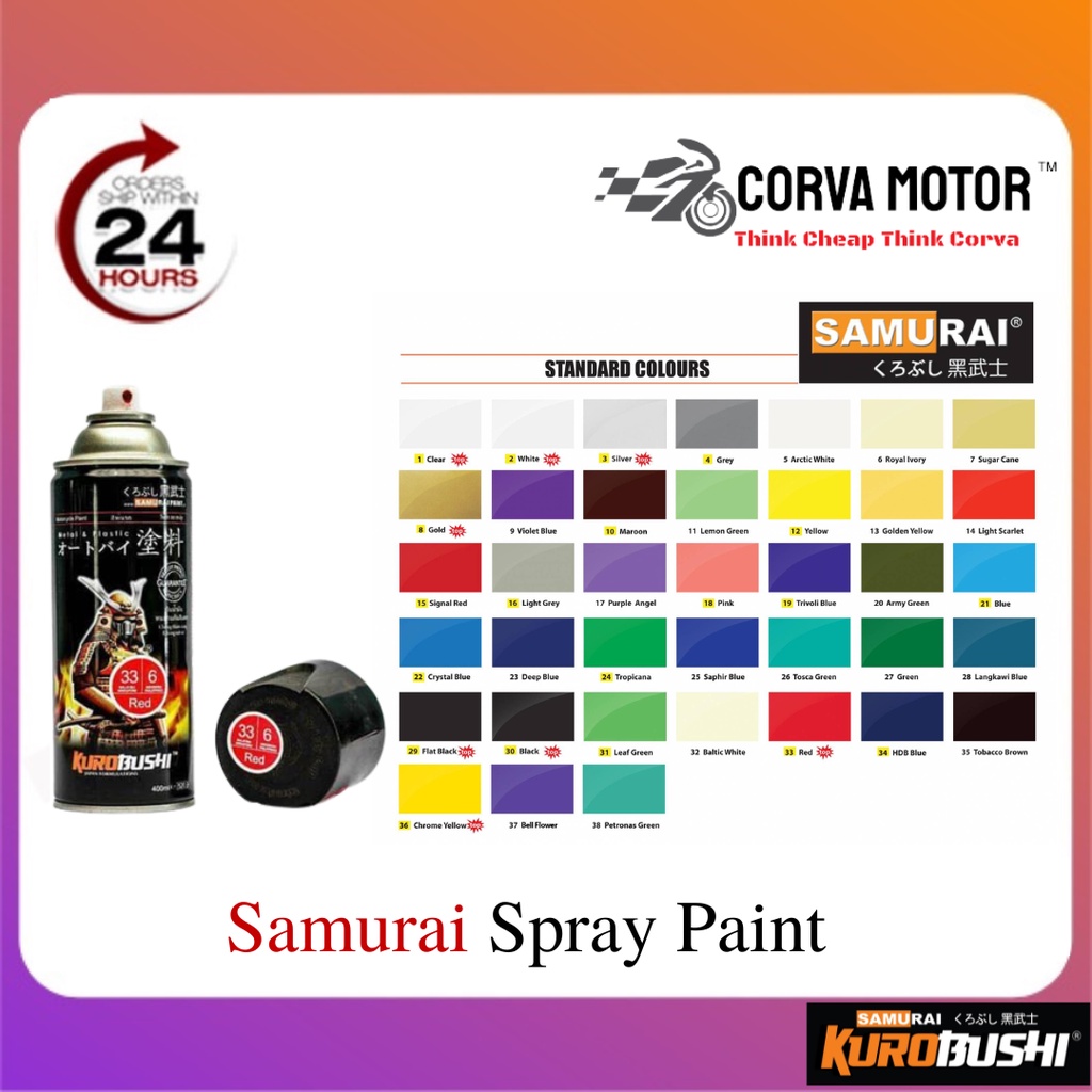 Corva Motor Samurai Spray Paint Cat Samurai Cat Sembur Samurai 400ml Samurai Aerosol Spray Paint ...