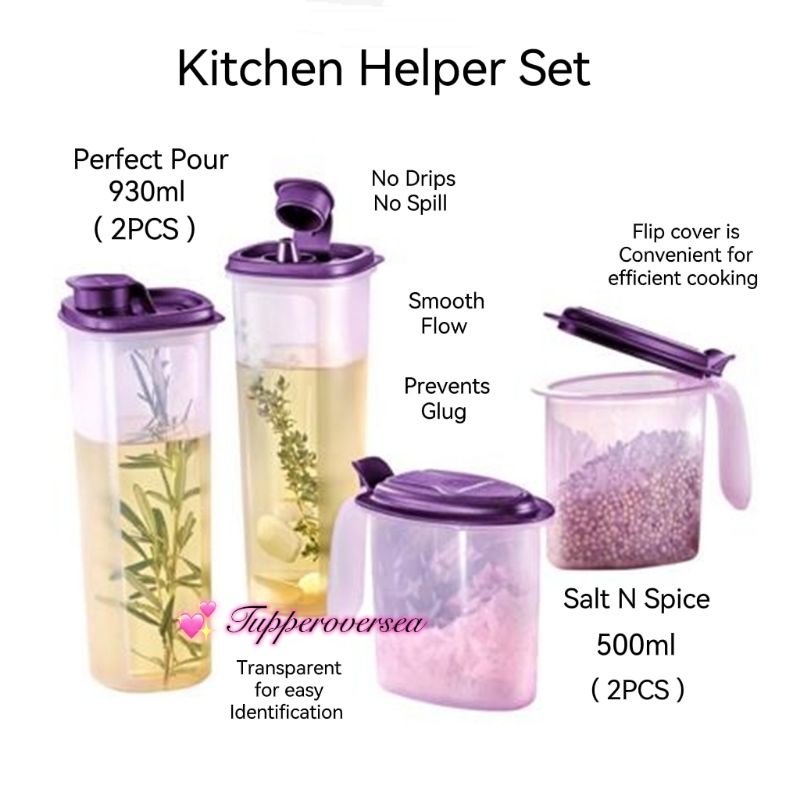 Tupperware Kitchen Helper Set (Salt N Spice Set / Perfect Pour ...
